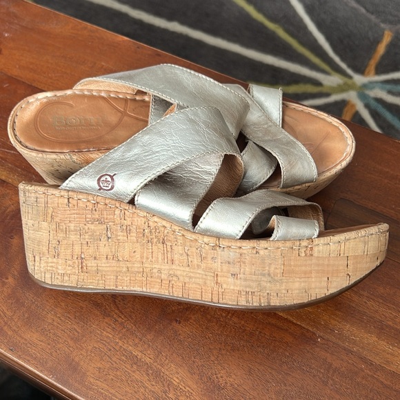 Born | Shoes | Born Wedge Slip On Sandals Slightly Metallic So Cute ...
